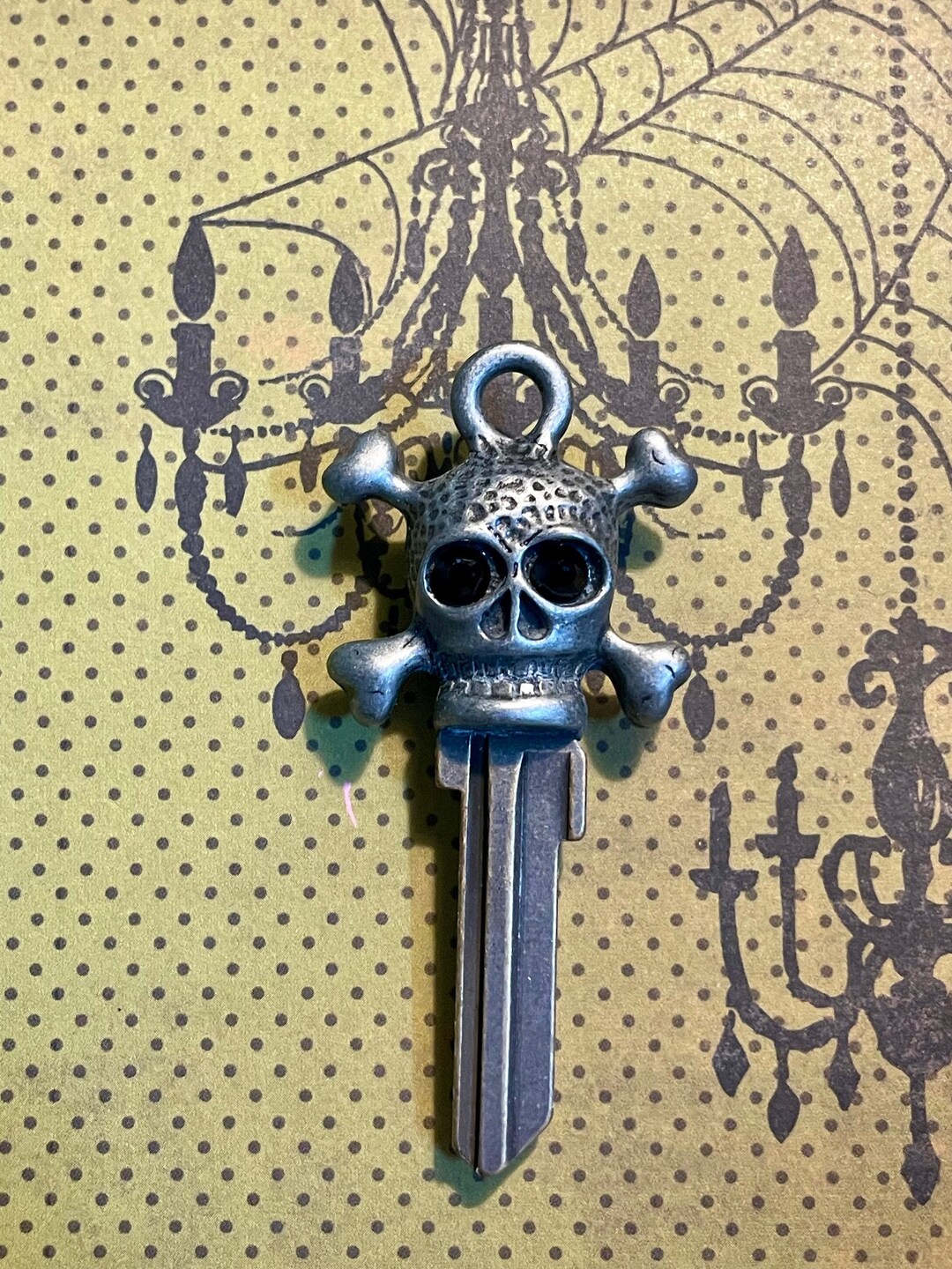 Skull and Crossbones Key Blank With Jet Black Swarovski Crystal Eyes - Etsy