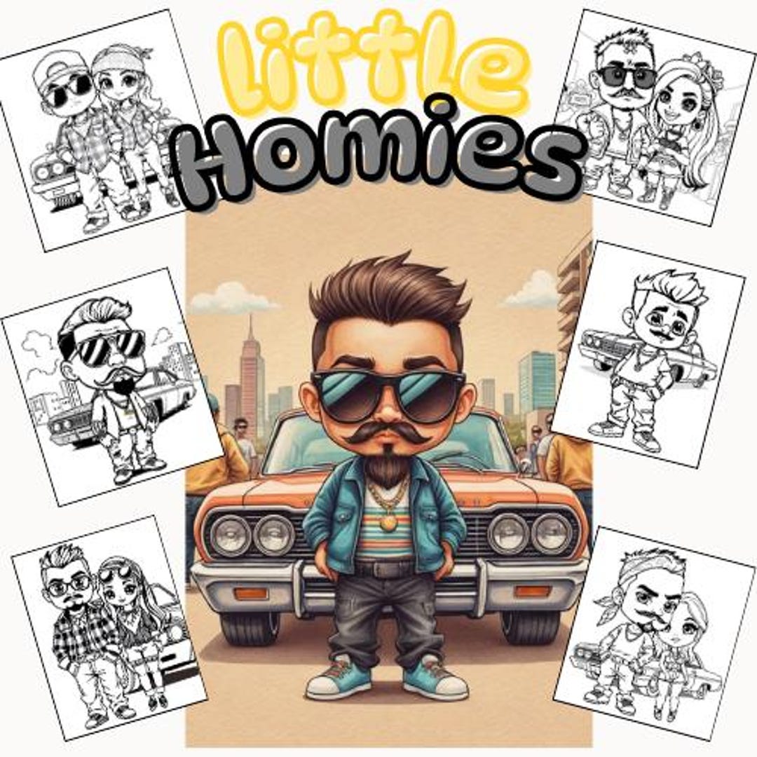 Little Homies Coloring Book, Bold and Easy Coloring Pages, Kawaii Style ...