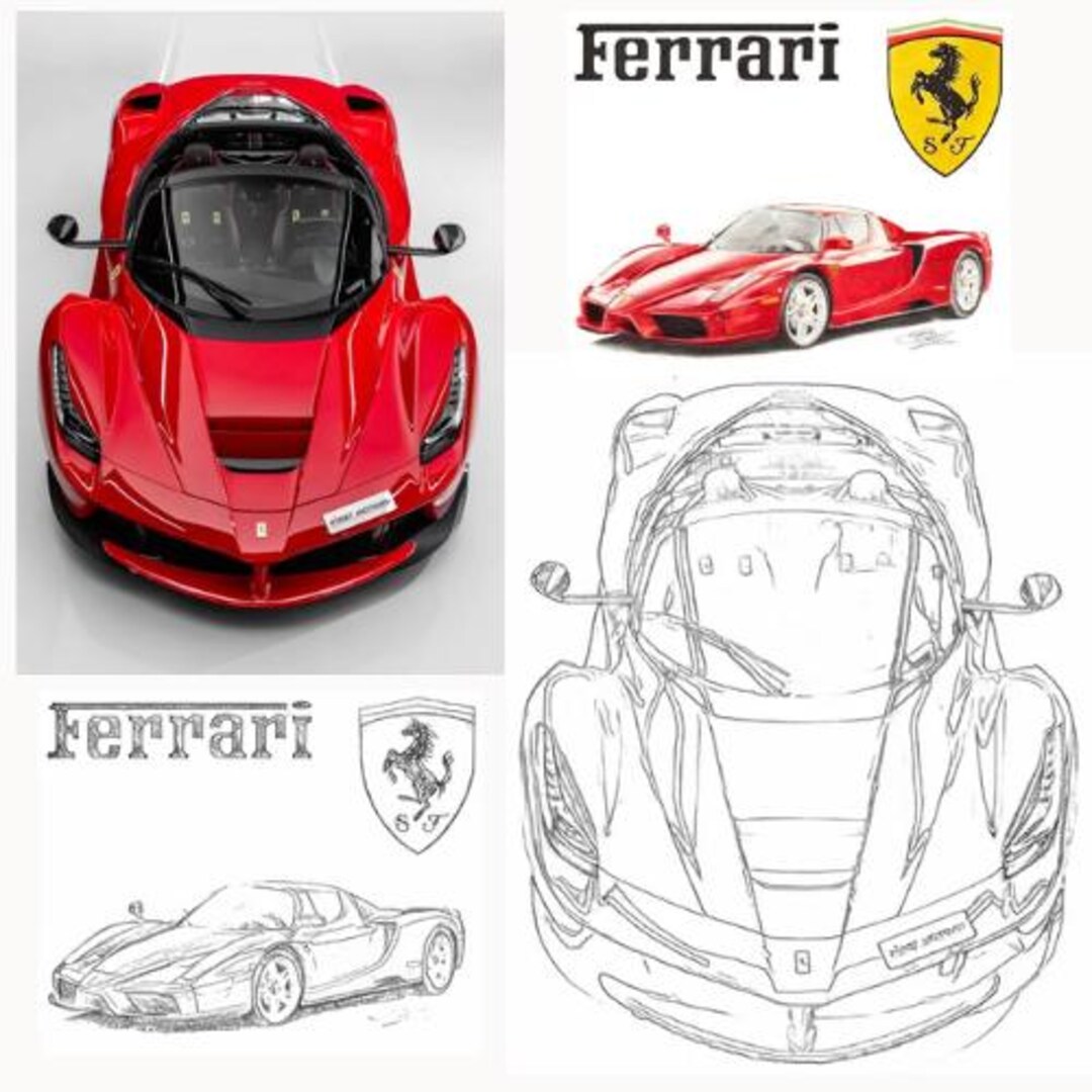 Ferrari Coloring Book | Classic and Modern Ferrari Supercar Coloring ...