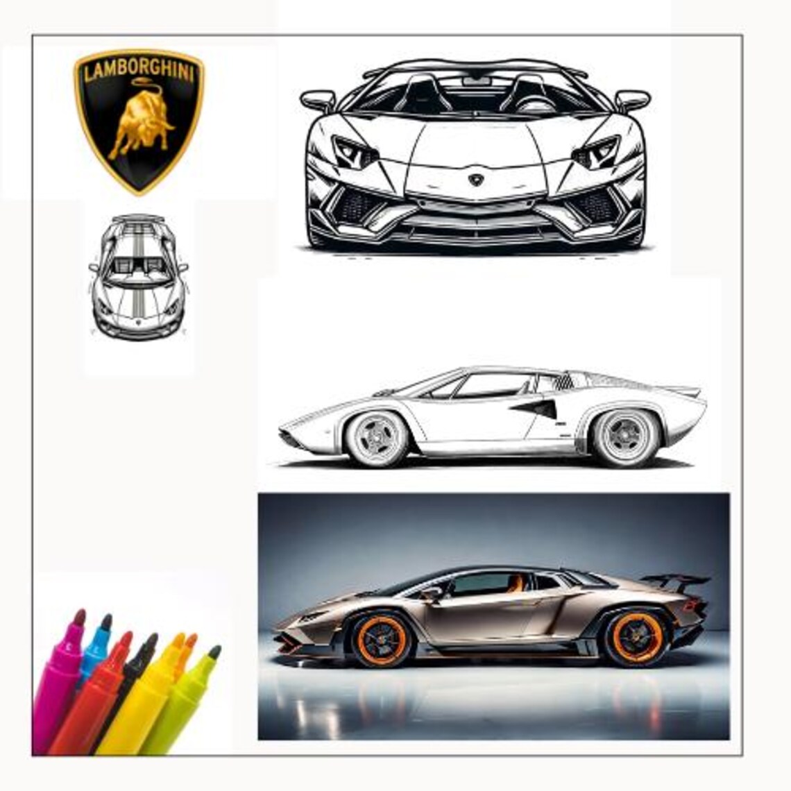 Lamborghini Coloring Book | Lambo Supercar Coloring Pages for Adults ...