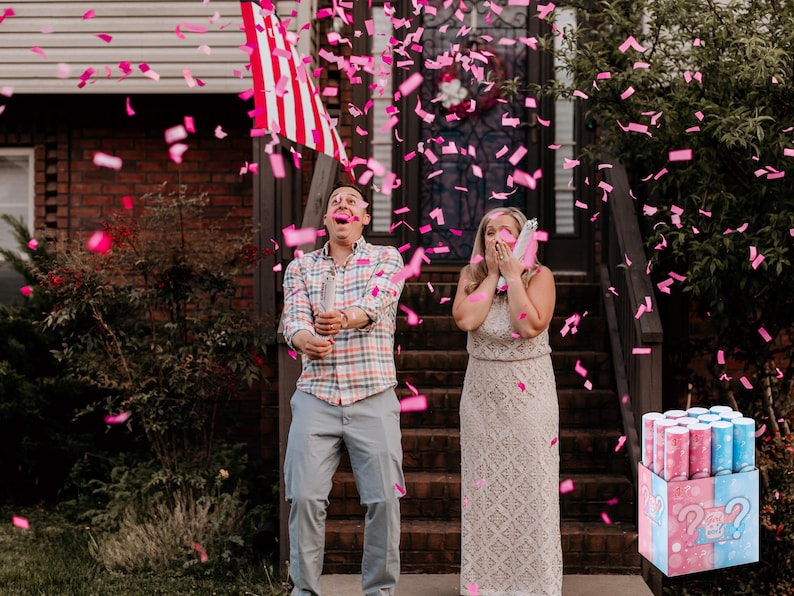 Pink Gender Reveal (4-12 Pack) Biodegradable Confetti Cannons Party ...