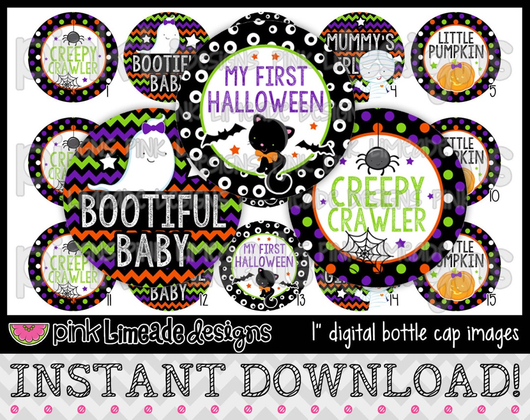 Bootiful Baby - Cute Halloween Sayings - INSTANT DOWNLOAD 1" Bottle Cap ...