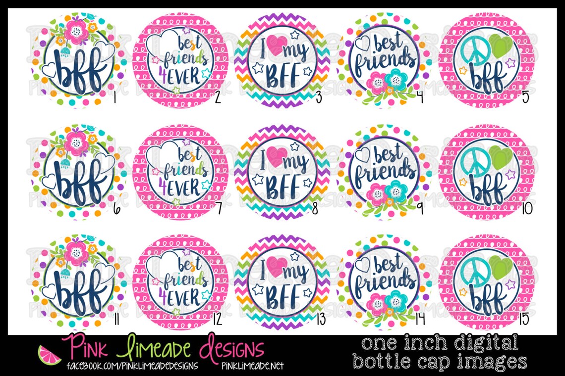 Best Friends INSTANT DOWNLOAD 1 Bottle Cap Images 4x6 | Etsy