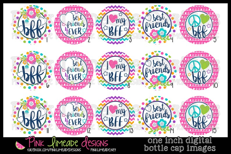 Best Friends - INSTANT DOWNLOAD 1" Bottle Cap Images 4x6 - 854 - Etsy