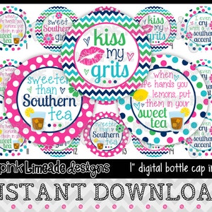 Sweet Southern Girl - INSTANT DOWNLOAD 1" Bottle Cap Images 4x6 - 686 ...