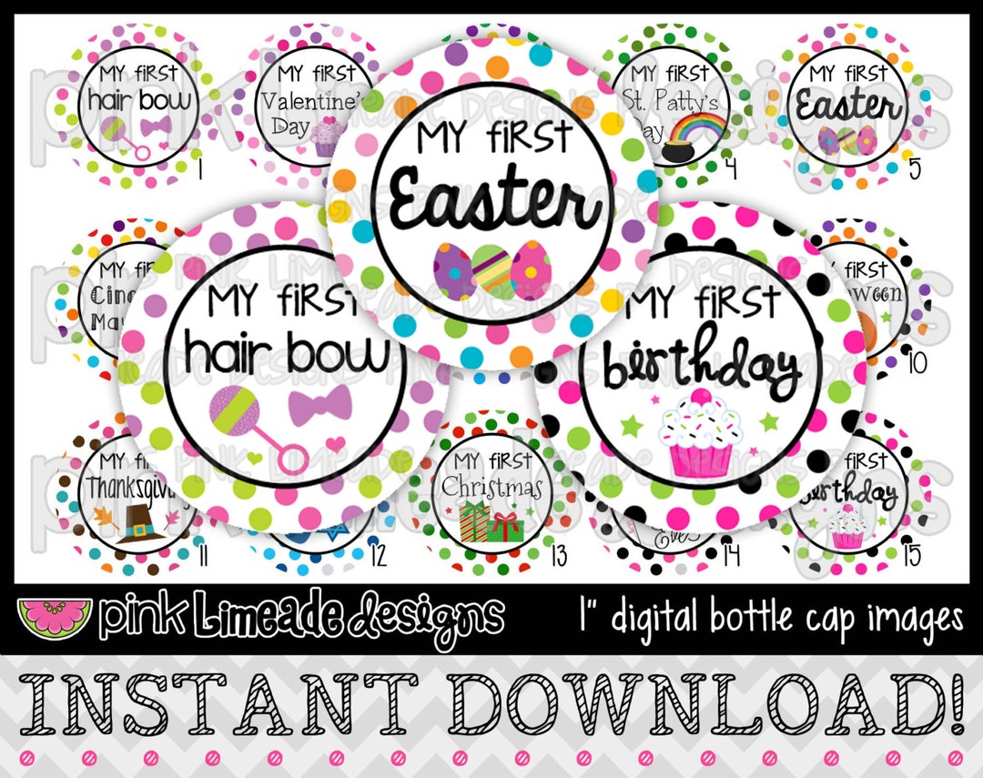 My First Year - First Holidays/birthday - INSTANT DOWNLOAD 1" Bottle ...