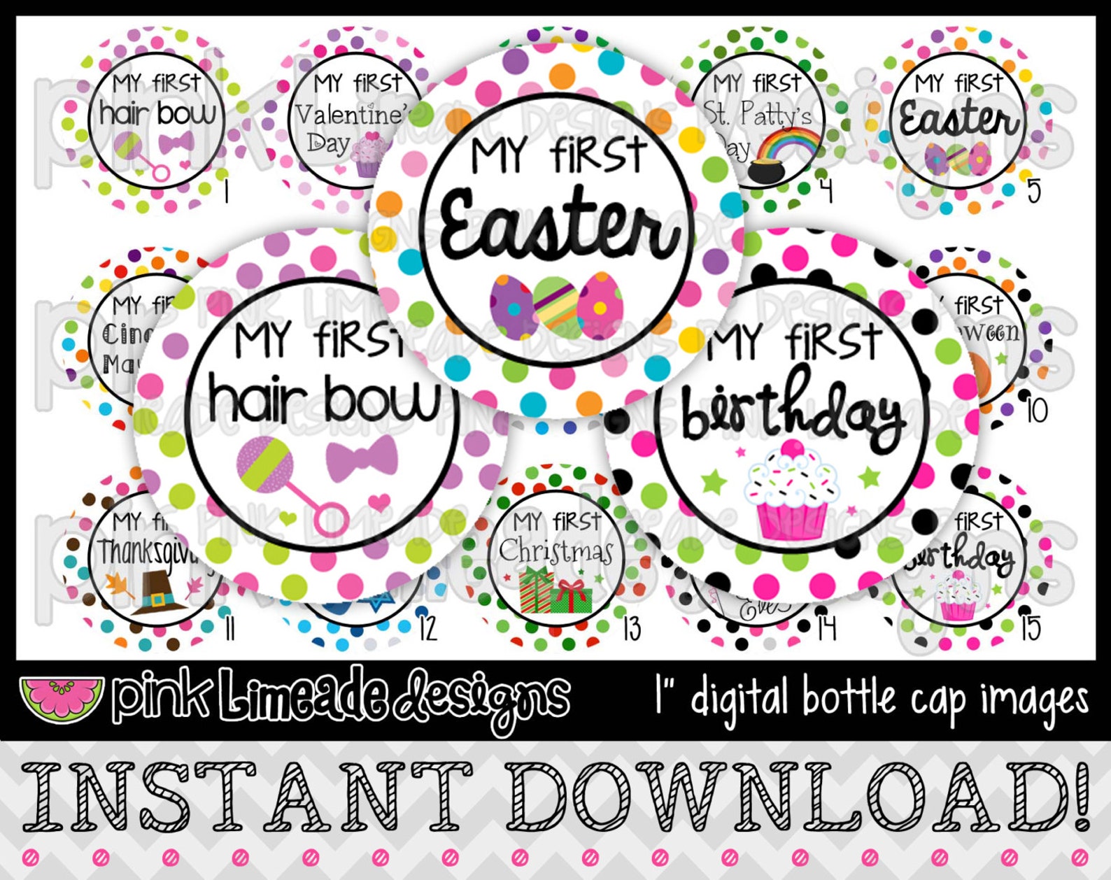 My First Year - First Holidays/birthday - INSTANT DOWNLOAD 1" Bottle ...