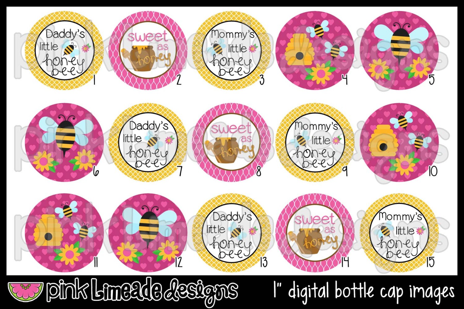 Honey Bee INSTANT DOWNLOAD 1 Bottle Cap Images 4x6 | Etsy