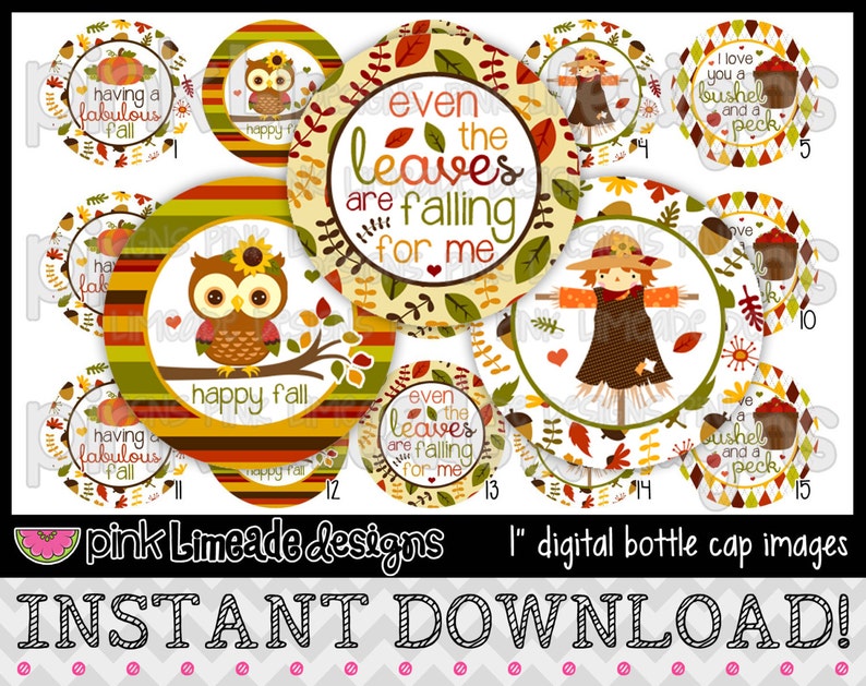 Fabulous Fall INSTANT DOWNLOAD 1 Bottle Cap Images 4x6 707 - Etsy