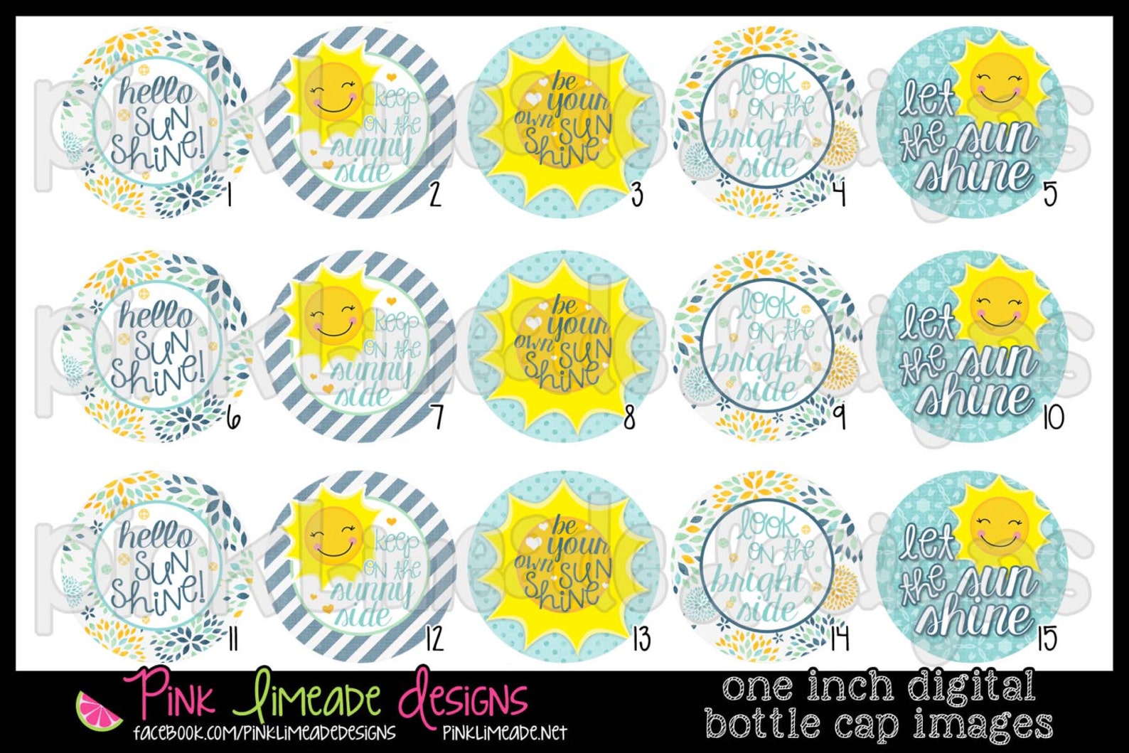 Hello Sunshine - INSTANT DOWNLOAD 1" Bottle Cap Images 4x6 - 762 - Etsy