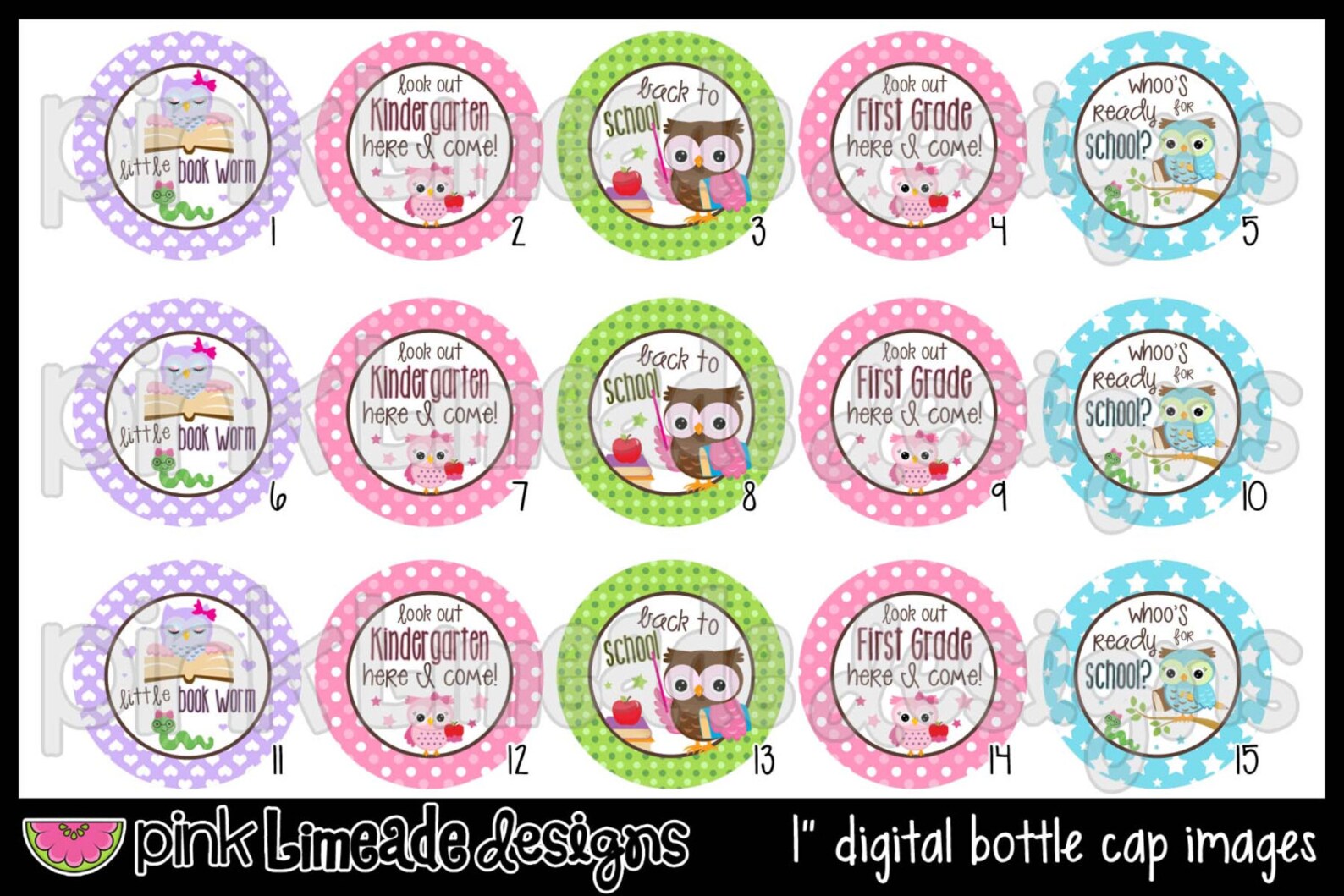 Back to School Owls INSTANT DOWNLOAD 1 Bottle Cap - Etsy