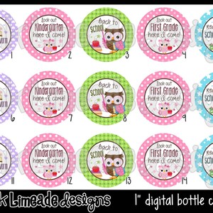 Back to School Owls INSTANT DOWNLOAD 1 Bottle Cap - Etsy