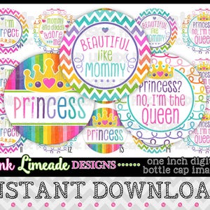 Rainbow Princess - INSTANT DOWNLOAD 1" Bottle Cap Images 4x6 - 1018 - Etsy