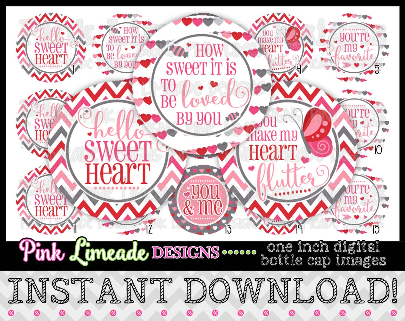 Hello Sweetheart INSTANT DOWNLOAD 1 Bottle Cap Images - Etsy