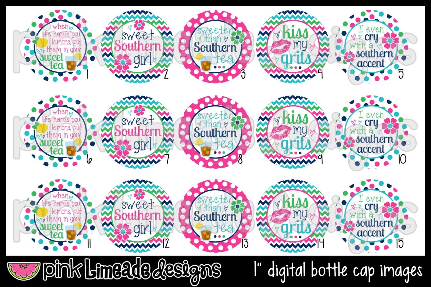 Sweet Southern Girl - INSTANT DOWNLOAD 1" Bottle Cap Images 4x6 - 686 ...