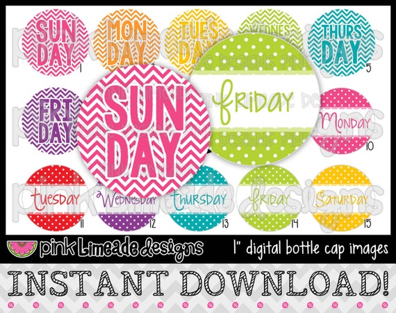 Days of the Week 2 Chevron & Dots INSTANT DOWNLOAD 1 | Etsy