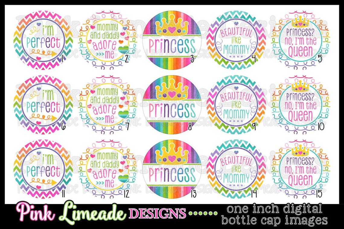 Rainbow Princess INSTANT DOWNLOAD 1 Bottle Cap Images | Etsy
