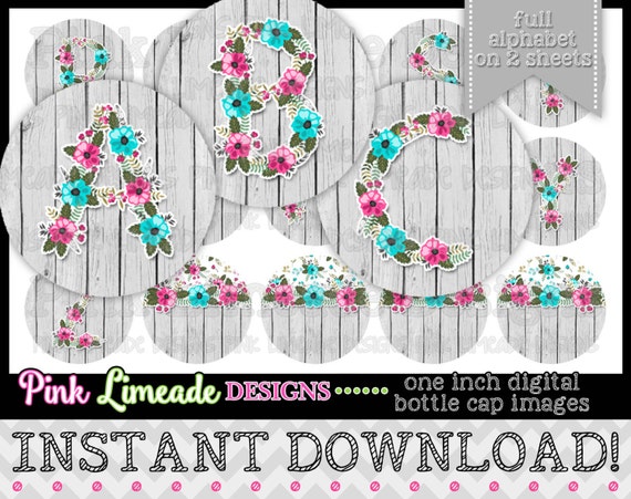 Pink/blue Floral Alphabet Set With Editable Spaces INSTANT | Etsy