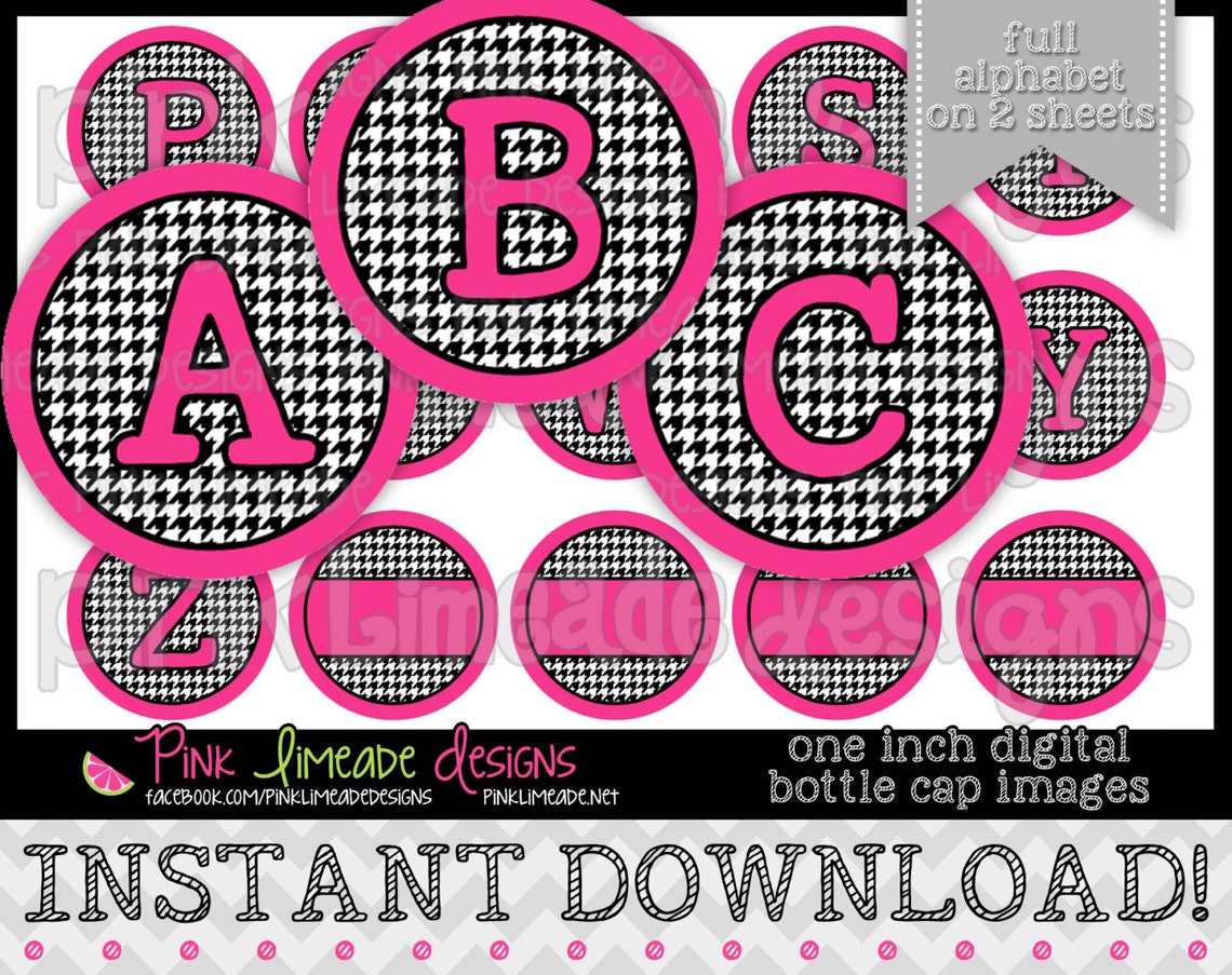 Pink & Houndstooth Alphabet Set INSTANT DOWNLOAD 1 | Etsy