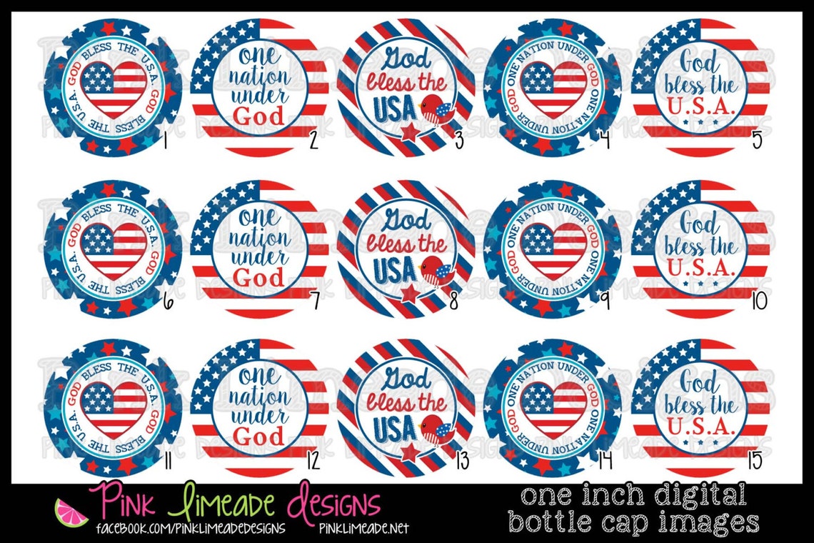 God Bless the USA INSTANT DOWNLOAD 1 Bottle Cap Images - Etsy
