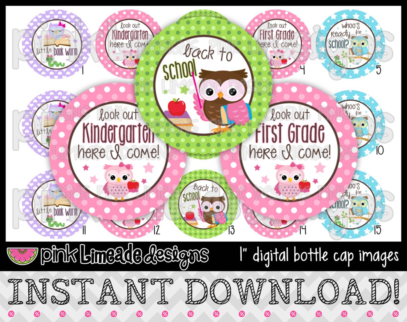 Back to School Owls INSTANT DOWNLOAD 1 Bottle Cap - Etsy