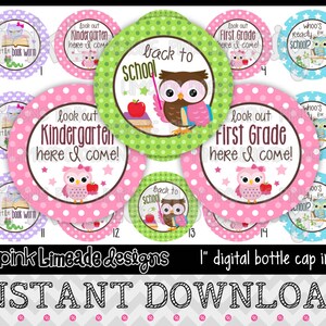 Back to School Owls INSTANT DOWNLOAD 1 Bottle Cap - Etsy