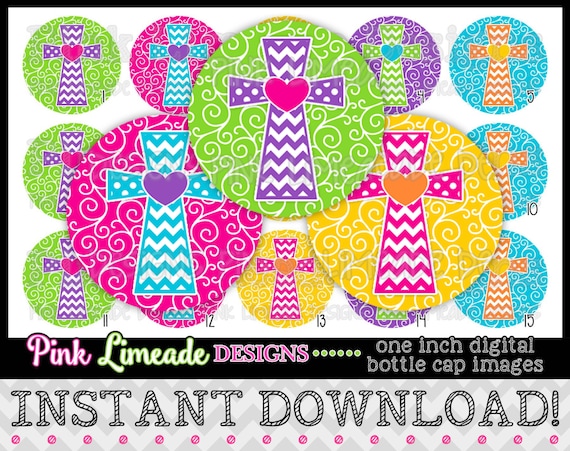 Bright Patterned Crosses INSTANT DOWNLOAD 1 Bottle Cap - Etsy
