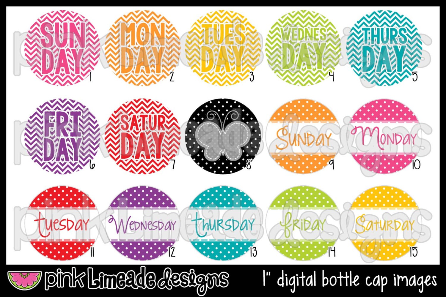 Days of the Week 2 Chevron & Dots INSTANT DOWNLOAD 1 - Etsy