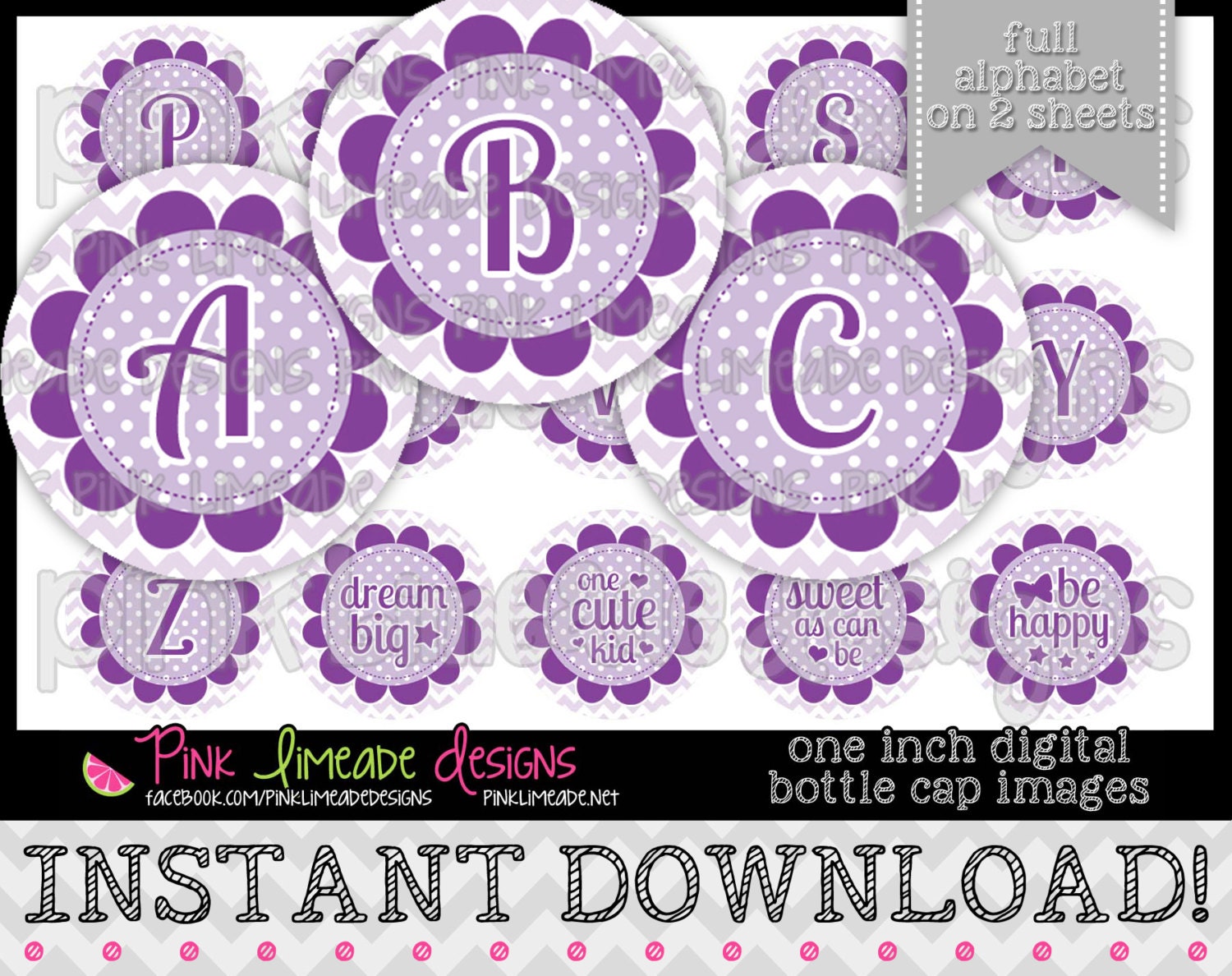 Pretty Scallop Alphabet Purple INSTANT DOWNLOAD 1 - Etsy