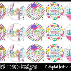 Baseball Beauty - INSTANT DOWNLOAD 1" Bottle Cap Images 4x6 - 653 - Etsy