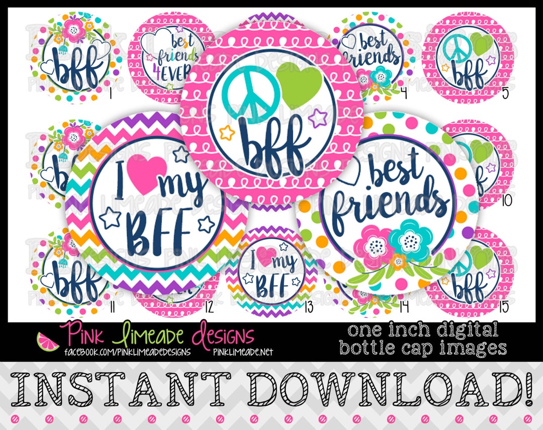 Best Friends - INSTANT DOWNLOAD 1" Bottle Cap Images 4x6 - 854 - Etsy