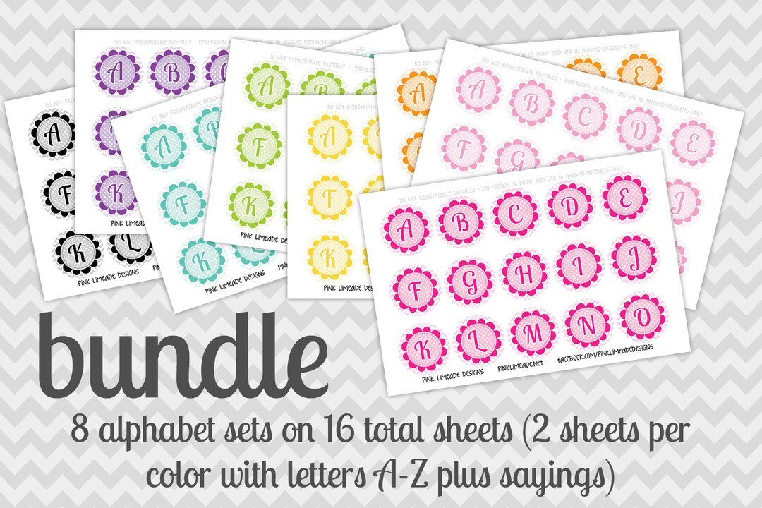 BUNDLE - Pretty Scallop Alphabet - 8 Designs, 16 Sheets INSTANT ...