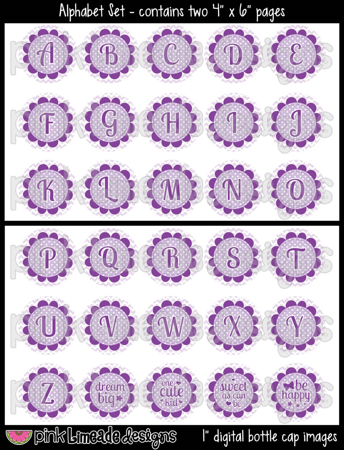 Pretty Scallop Alphabet Purple INSTANT DOWNLOAD 1 - Etsy