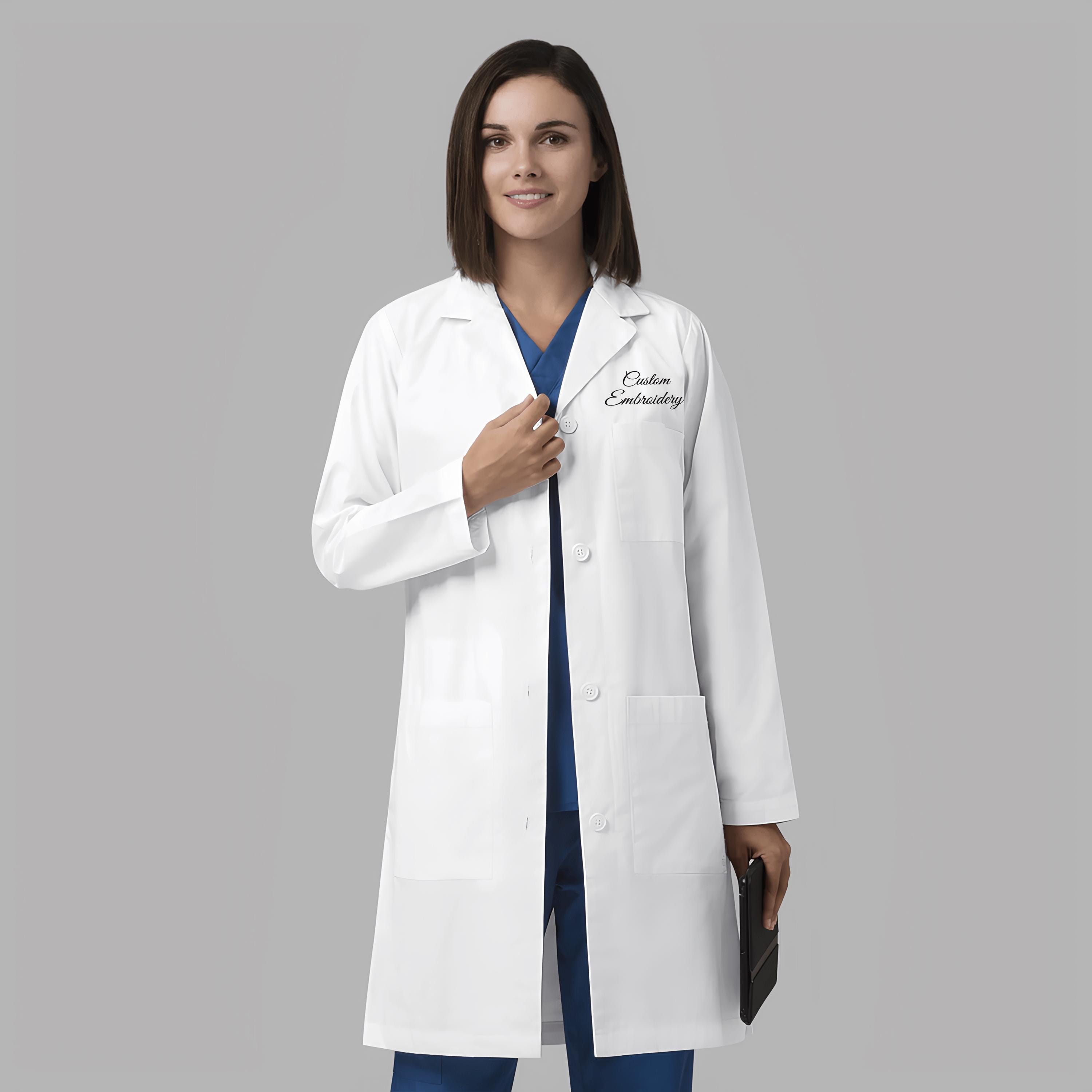 Custom Personalized Embroidered Lab Coat for Women, White Medical ...