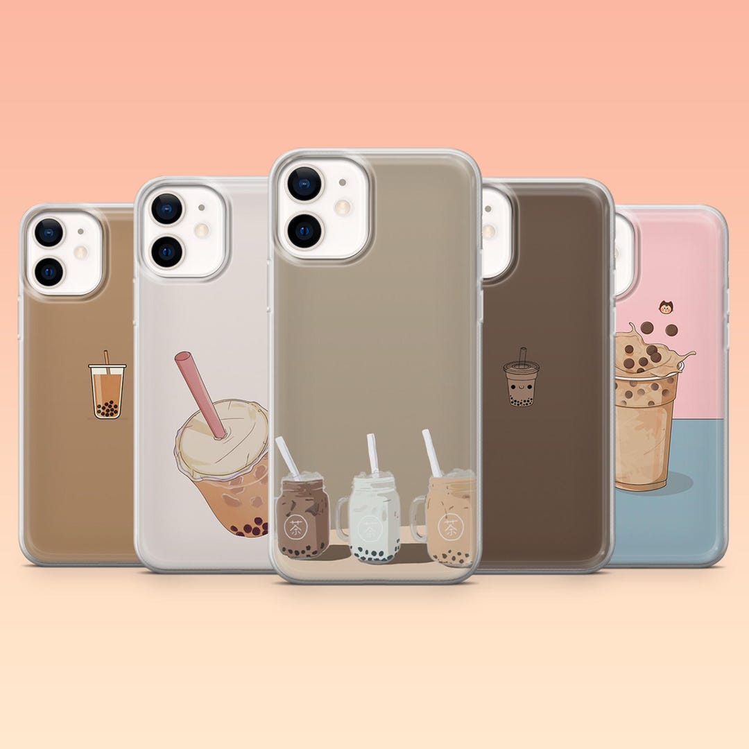 Minimalistic Boba Phone Case Bubble Tea Cover for iPhone 16 Pro, 16e ...