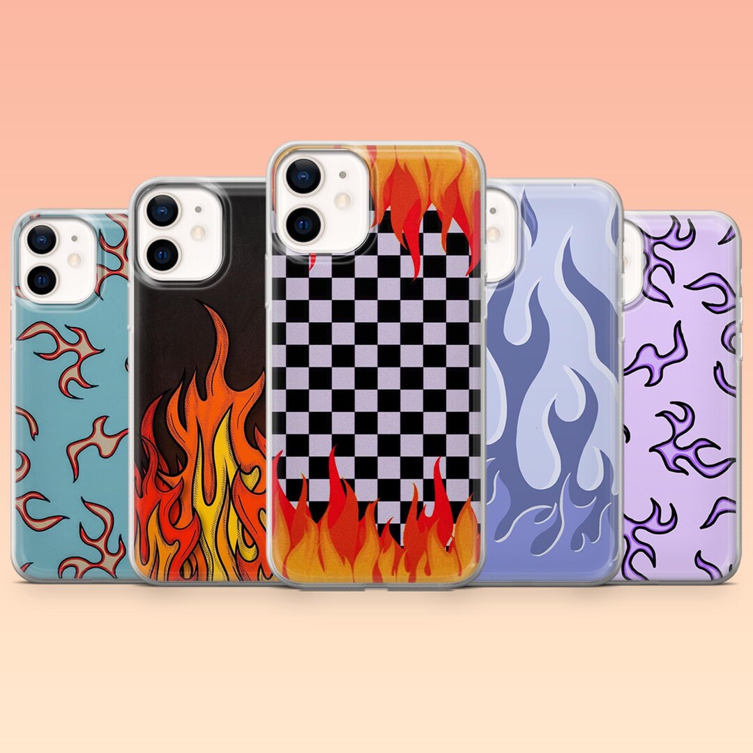 Flames Phone Case Fire Y2K Retro 2000s Cover iPhone 16 16e 15 14 13 12 ...