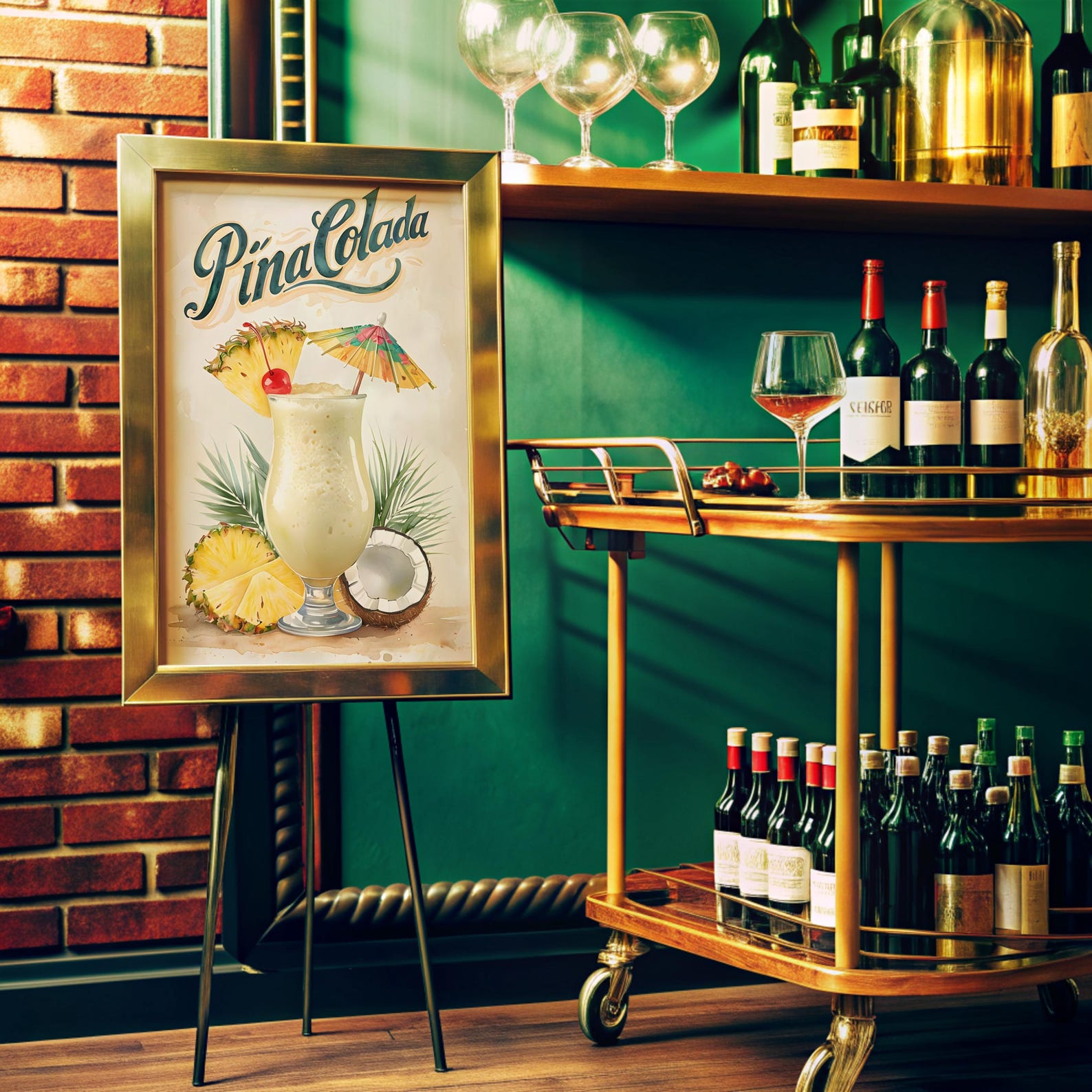 Pina Colada Print, Cocktail Wall Art, Summer Beach Decor, Digital ...