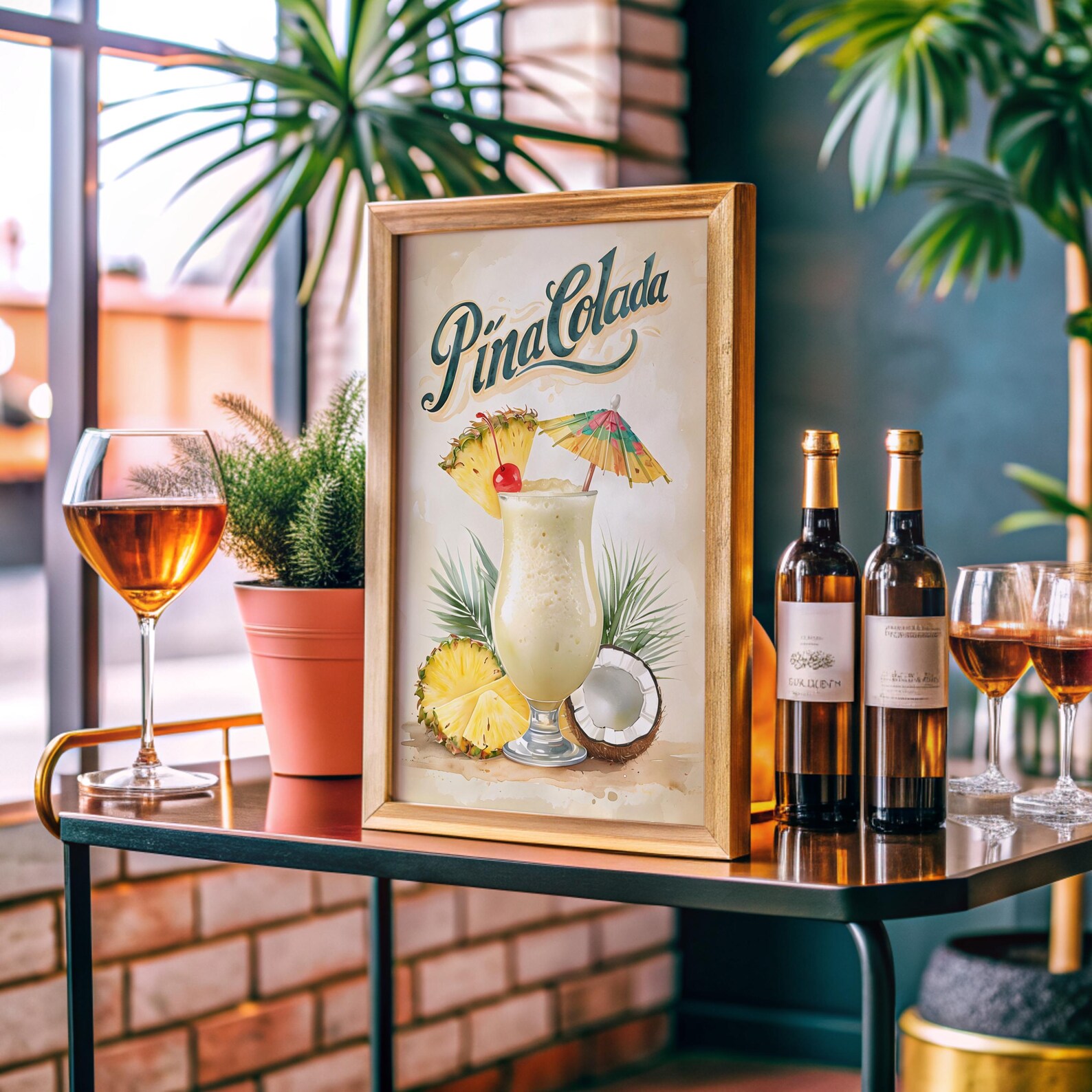 Pina Colada Print, Cocktail Wall Art, Summer Beach Decor, Digital ...