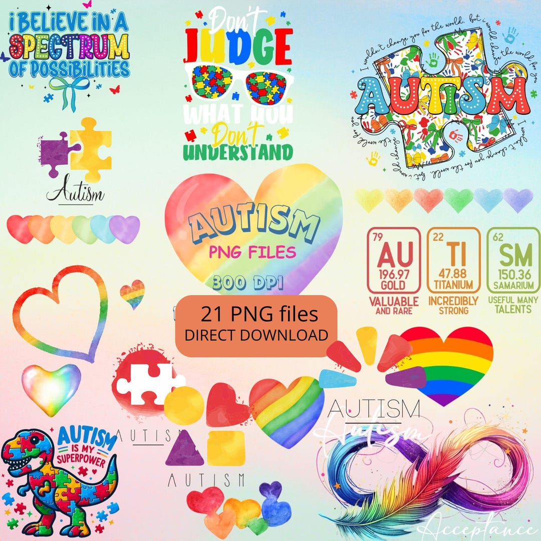 Watercolor Autism - 21 PNG Files | Direct Download | Awareness ...