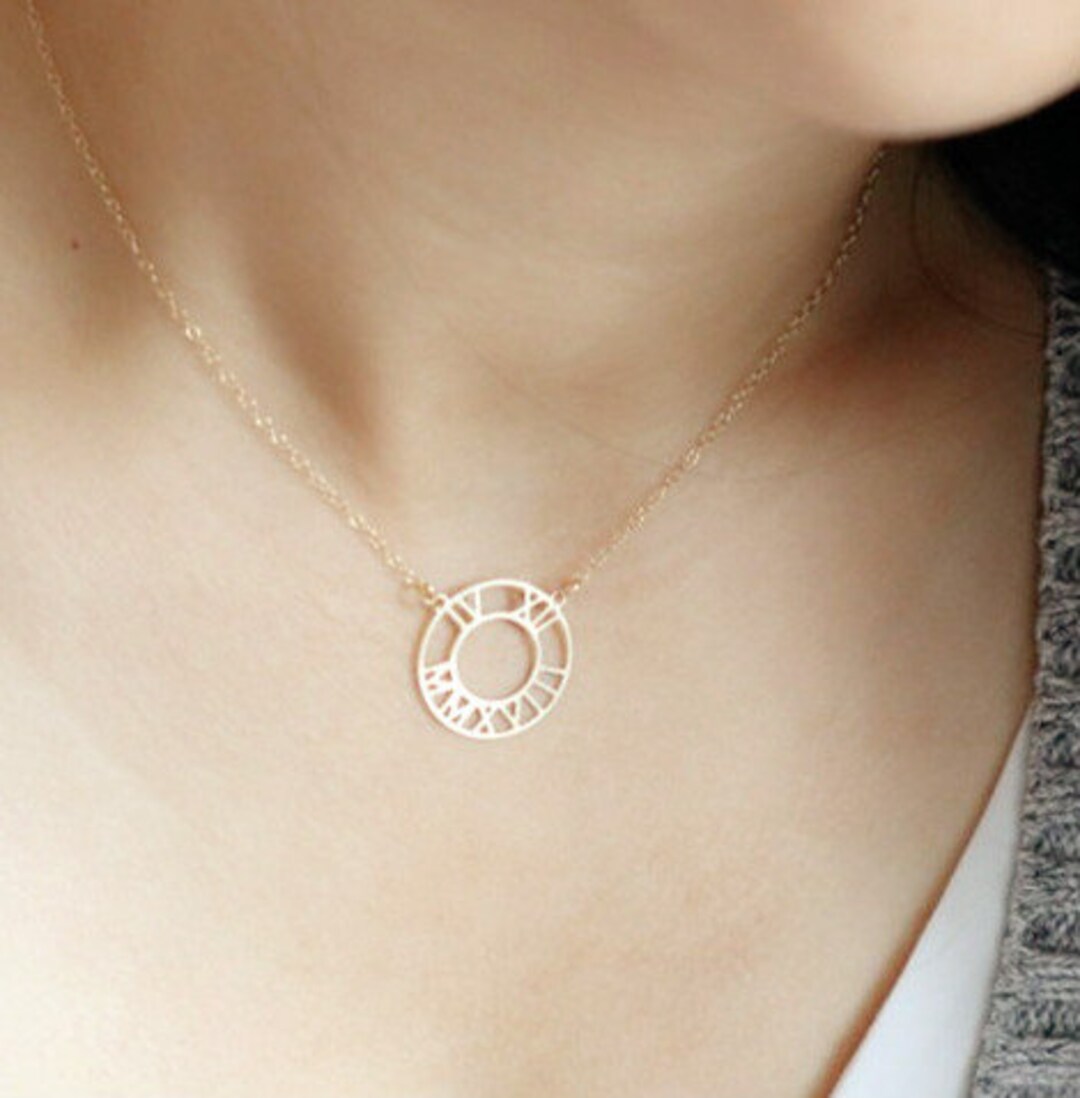 Roman Numeral Necklace, Number Necklace, Roman Necklace With Circle ...