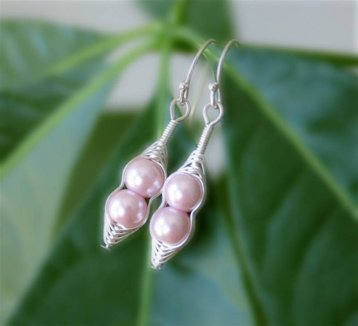 Pea Pod Earrings Two Peas in a Pod Earrings Peapod Jewelry | Etsy