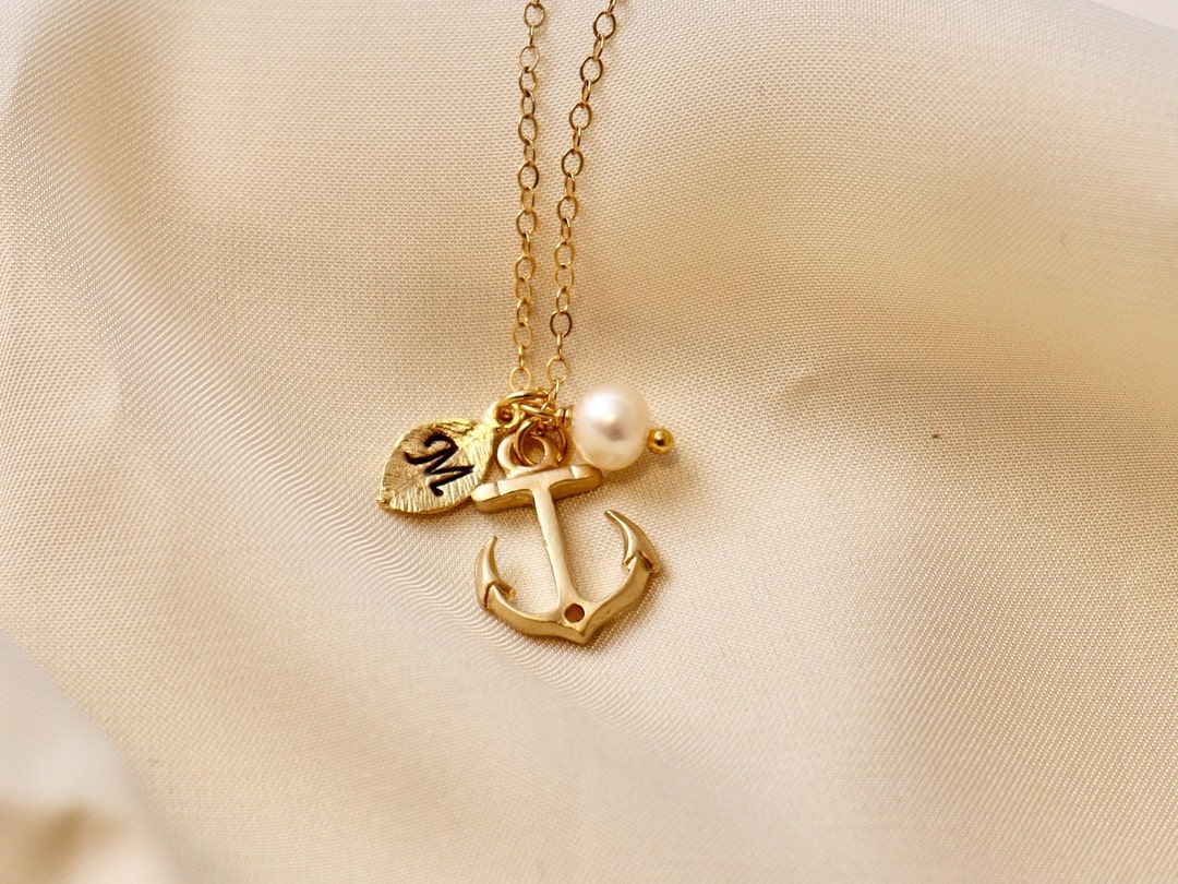 Personalized Gold Anchor Necklace, Custom Initial, Anchor Jewelry, Best ...