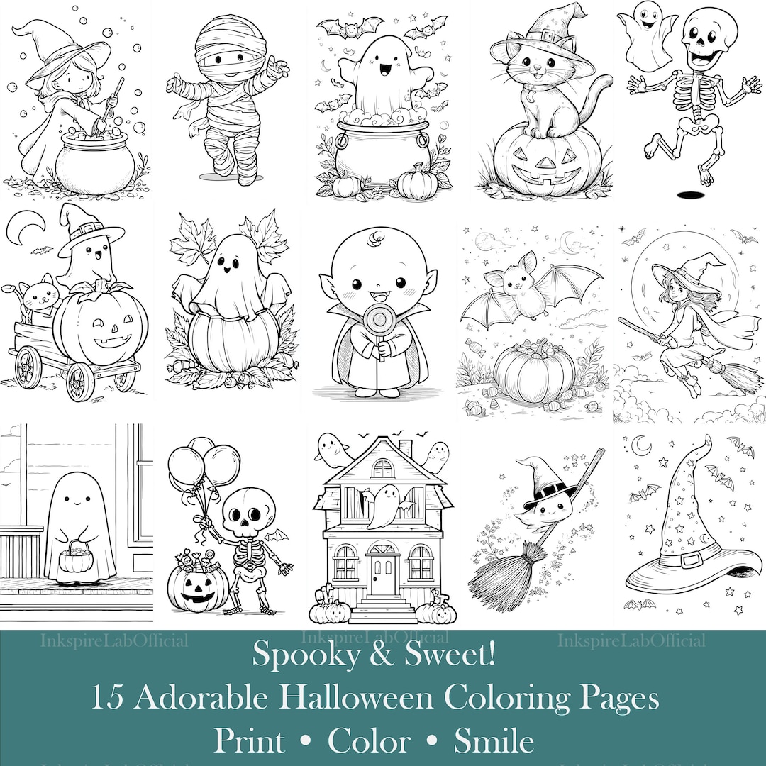 Cute Halloween Coloring Pages for Kids | Printable Ghosts, Pumpkins ...