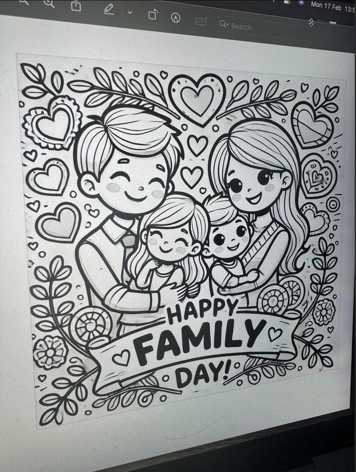 Happy Family Day Printable Flip Card | Kids Coloring Activity ...