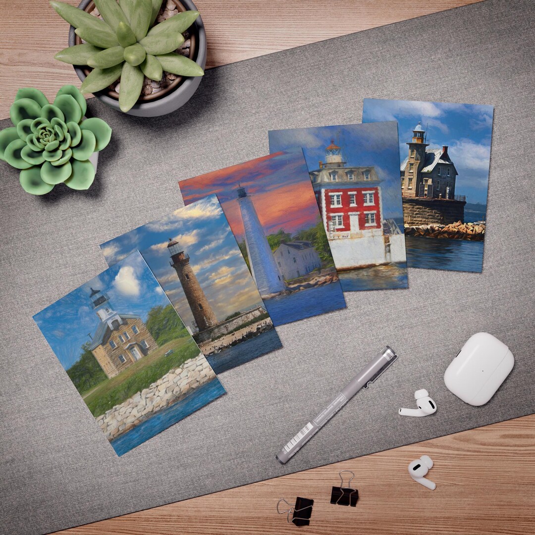 5-card Set of Historical Lighthouses in Long Island Sound, 4.25 X 5.5 ...