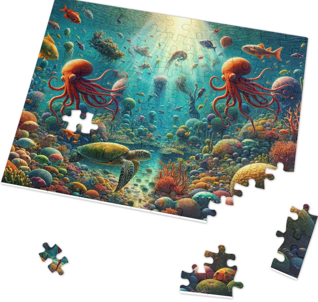 Octopus Garden Large Jigsaw, Colorful Underwater Marine Sea World ...
