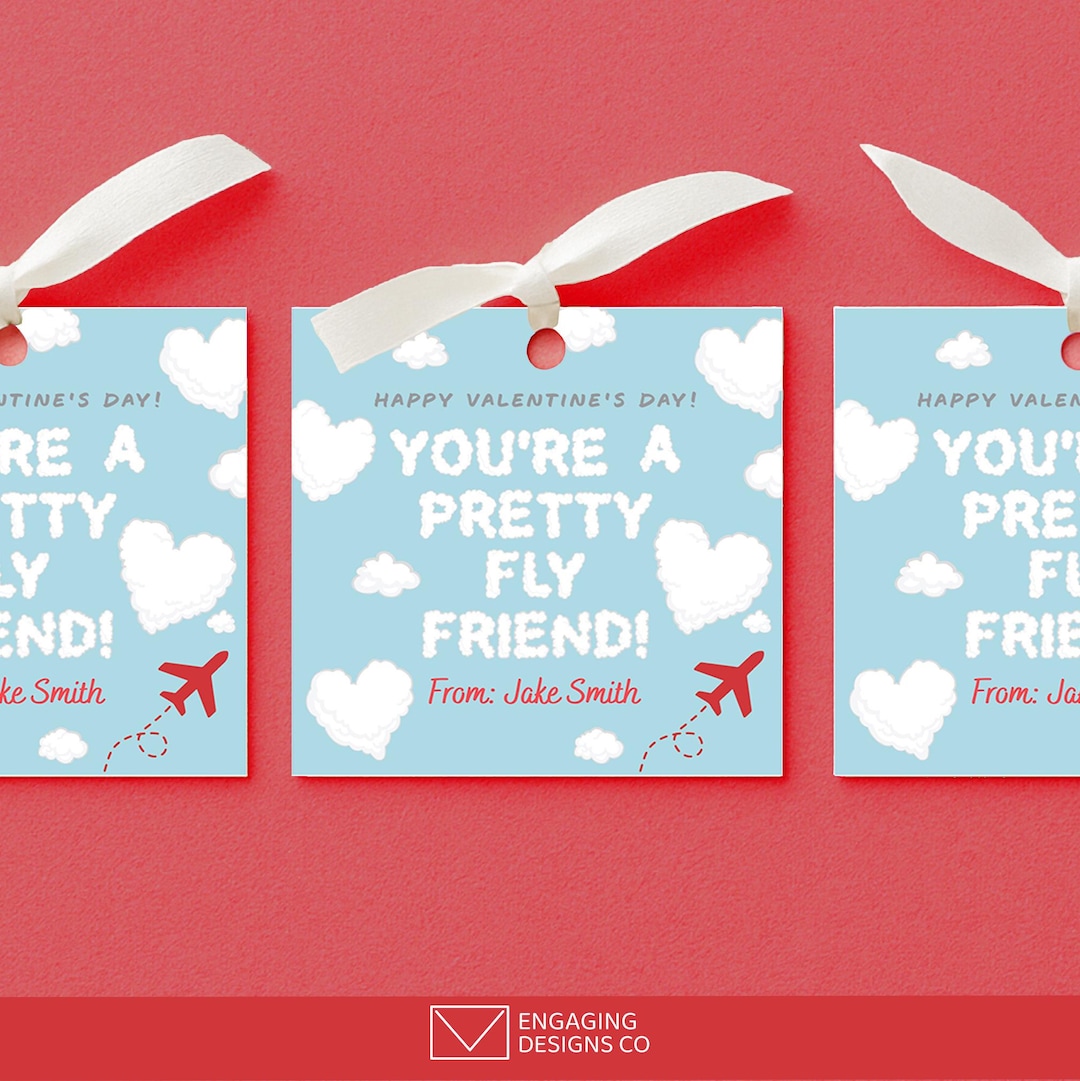 Airplane Valentine Tag | Fly Friend Card, Editable (digital Download ...