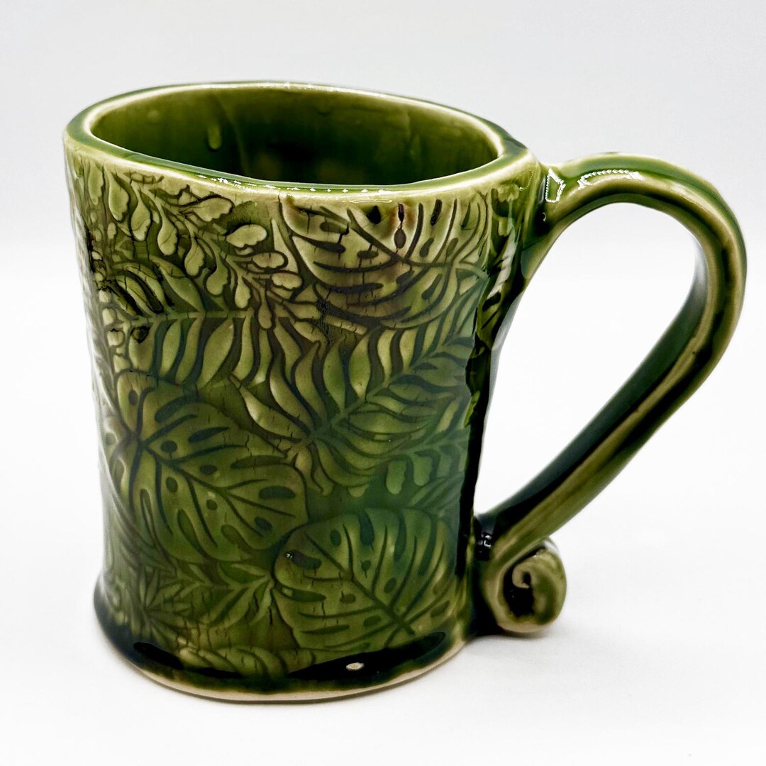Leaf Print Latte Mug 15 Oz. - Etsy