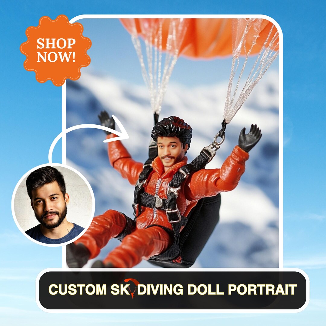Custom Skydiver Portrait, Skydiving Gift - Parachute Portrait, Skydive ...