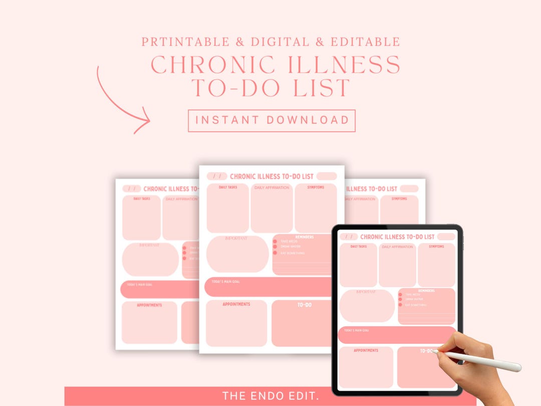 Chronic Illness to Do List | Daily Health Planner | Medical Planner ...